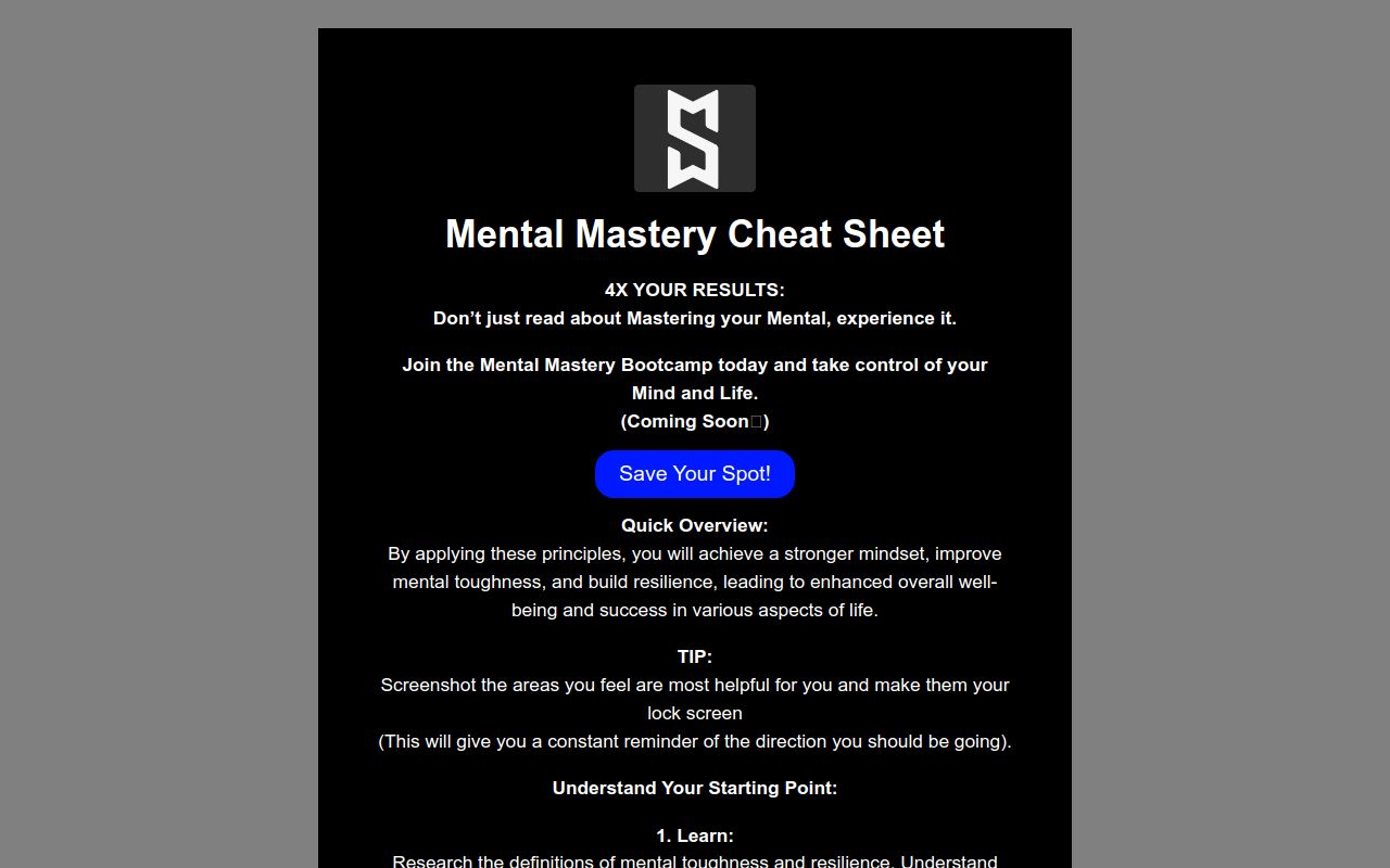 Mental Mastery Cheat Sheet